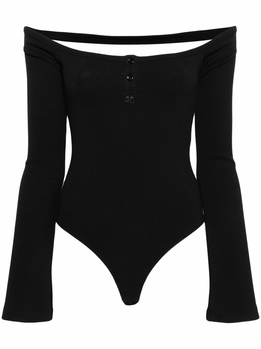 Courrèges Black Hyperbole 90's Fine-Ribbed Bodysuit Courreges