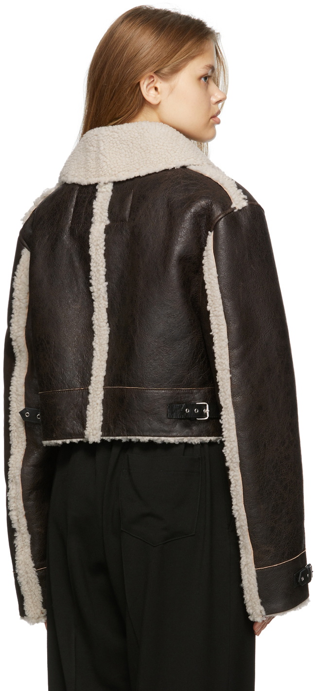 MM6 Maison Margiela Reversible Brown Shearling Leather Jacket MM6 ...
