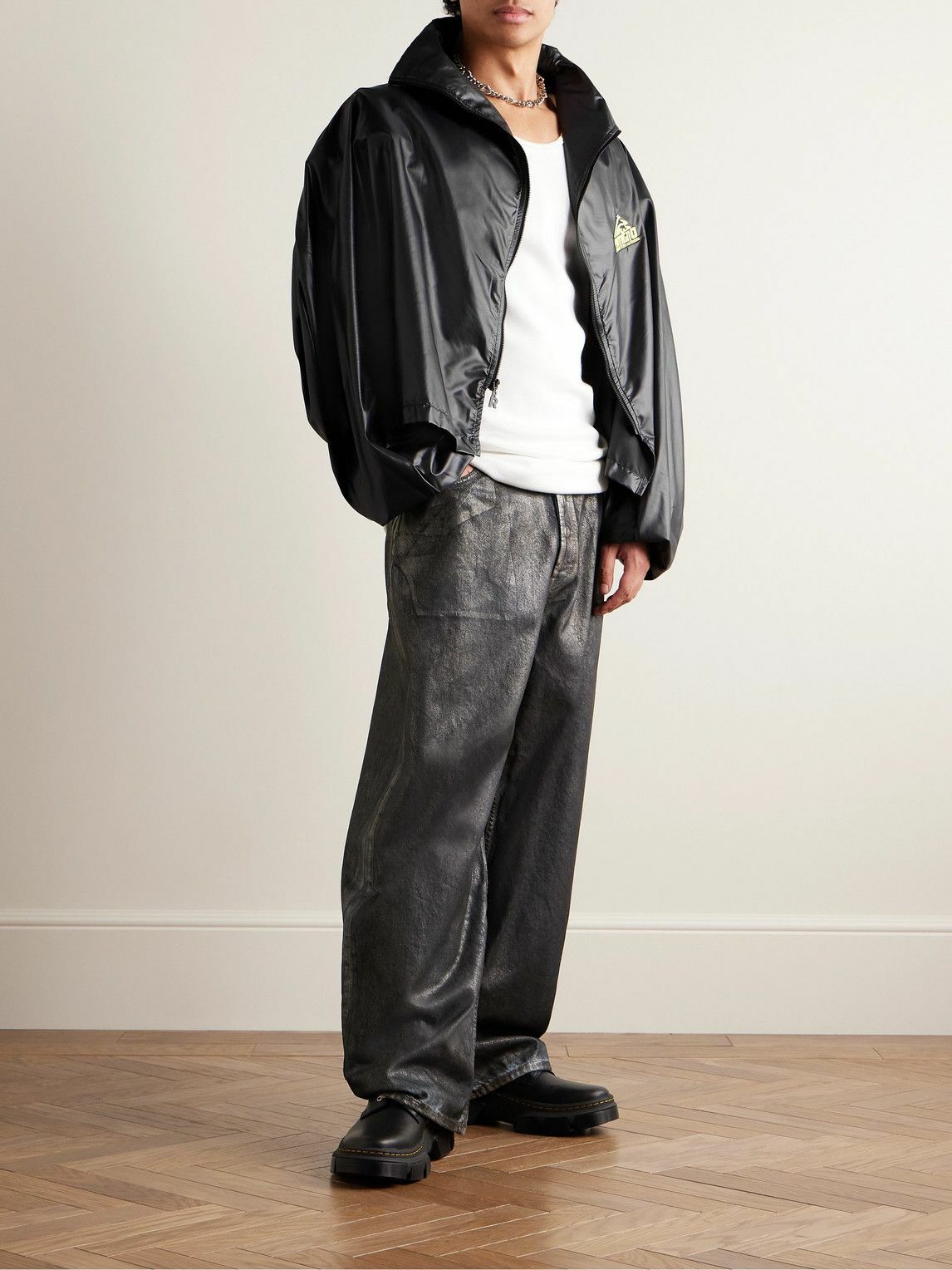 RRR123 - Tarsus Cropped Logo-Appliquéd Shell Jacket - Black RRR123