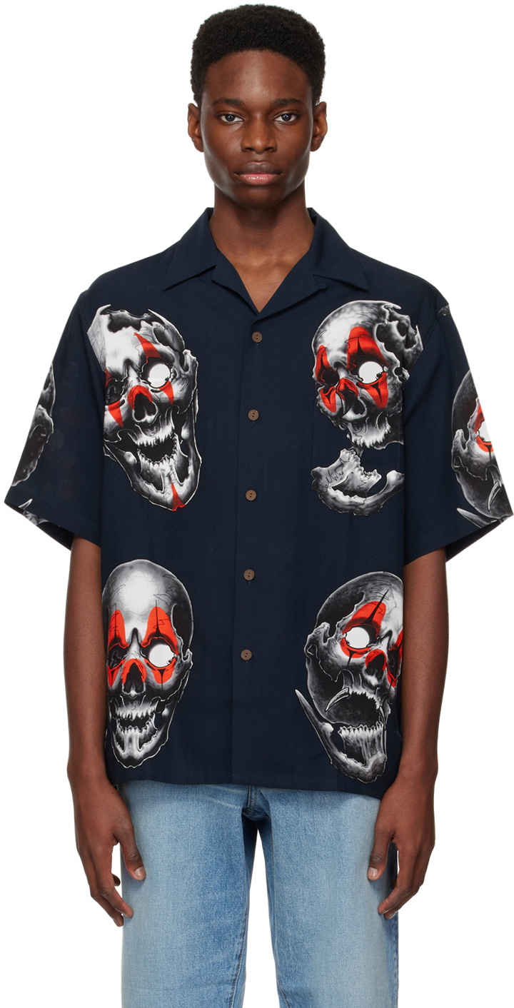 WACKO MARIA Navy 56 Tattoo Studio Edition Shirt Wacko Maria