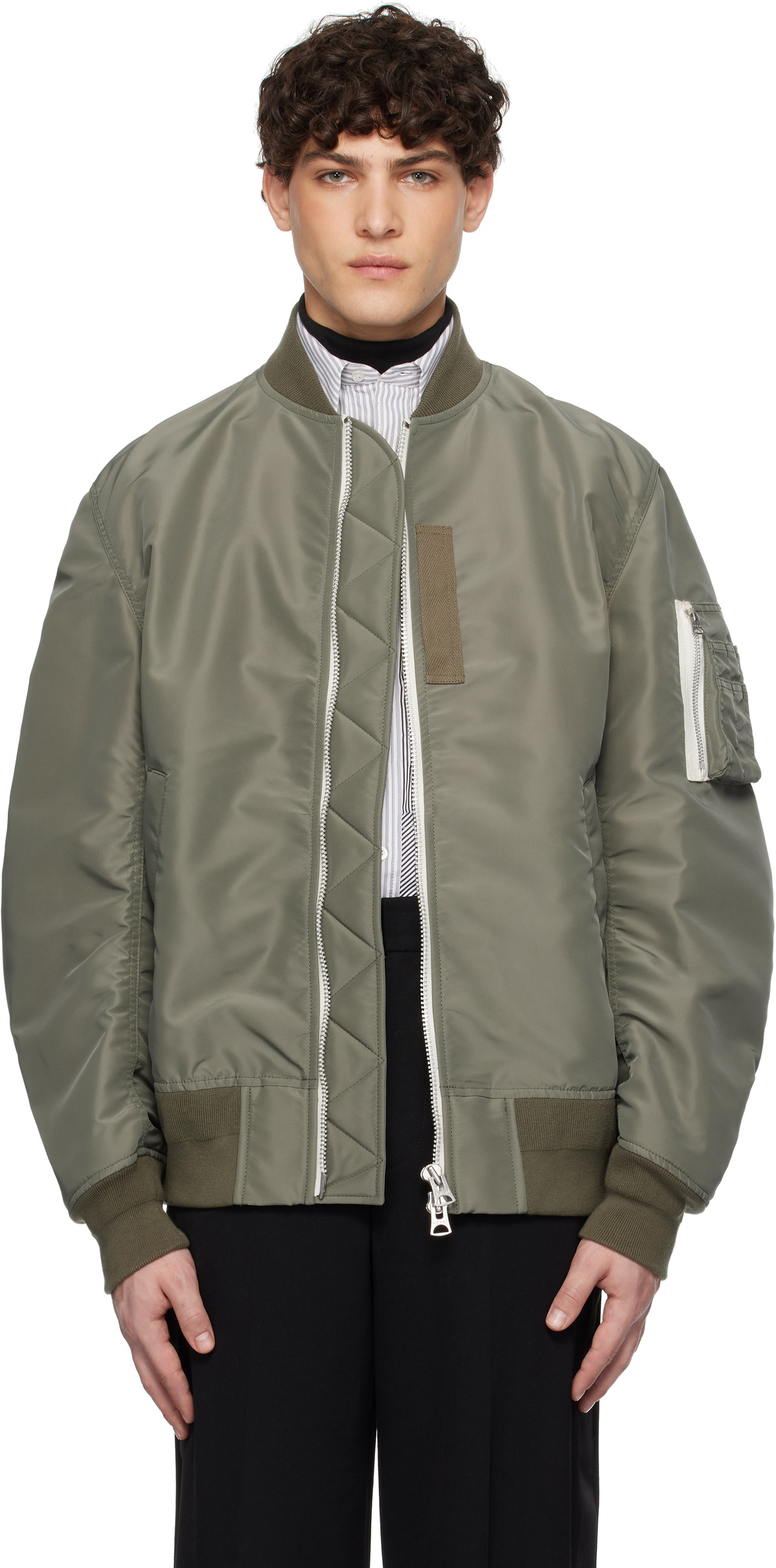 sacai Khaki Nylon Twill Bomber Jacket Sacai