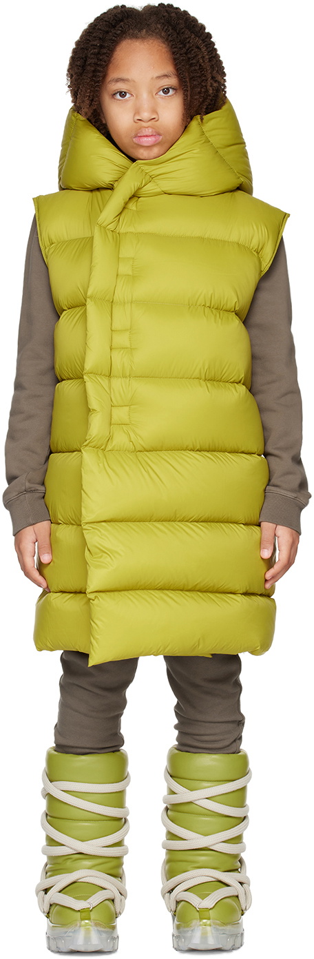 Rick Owens Kids Yellow Hooded Down Vest Rick Owens