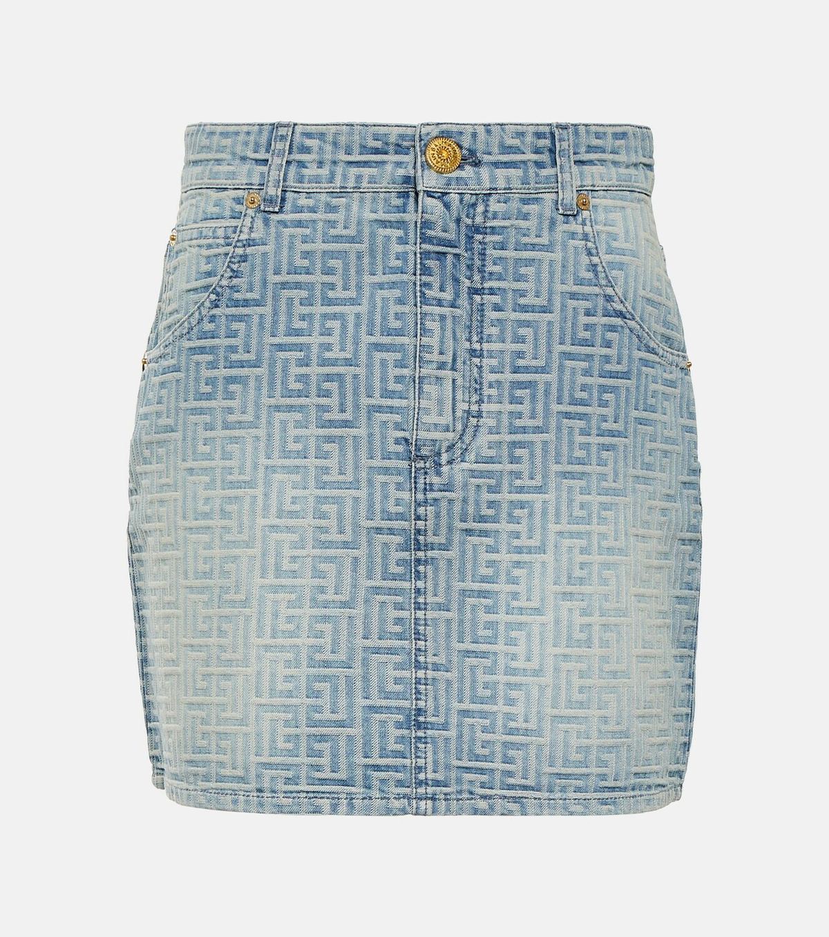 Monogram Bling Denim Miniskirt