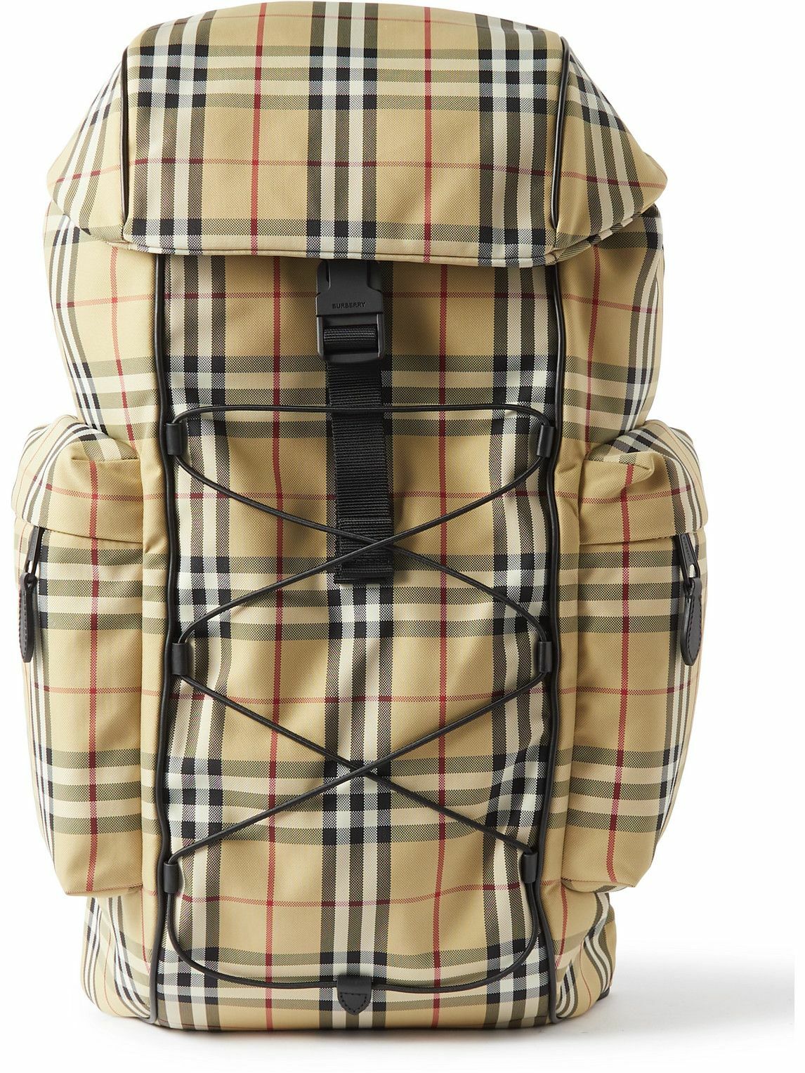 Burberry - Murray Logo-Embossed Checked Shell Leather-Trimmed Backpacks ...