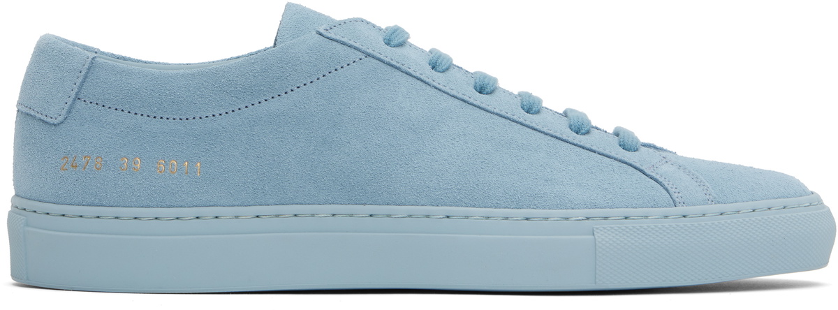 Common Projects Blue Achilles Tonal Suede Sneakers Common Projects