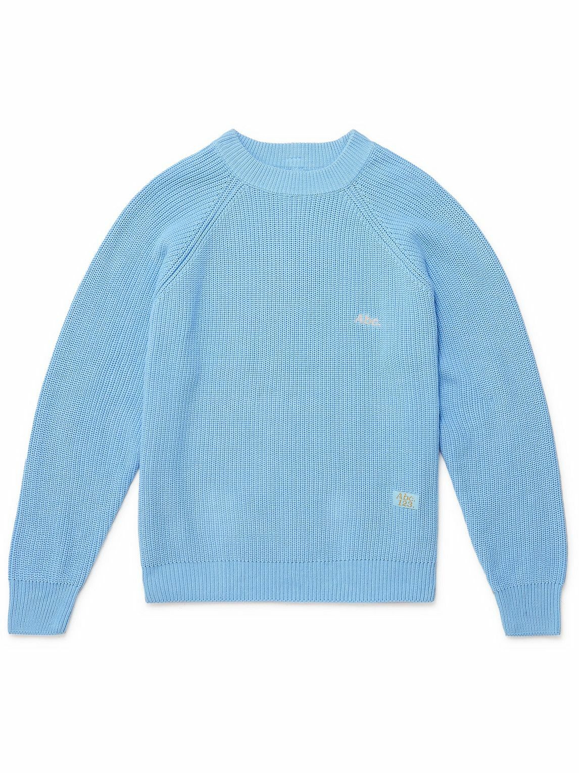 Abc. 123. - Logo-Embroidered Ribbed Cotton Sweater - Blue Advisory ...