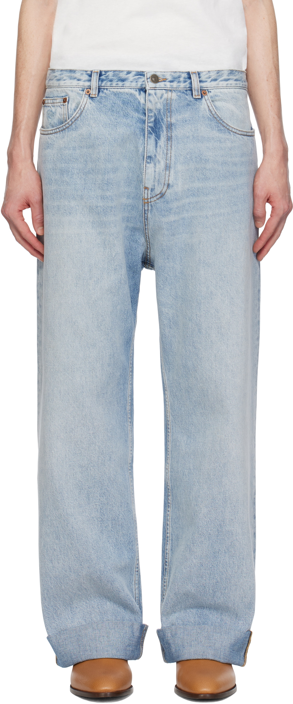Valentino Blue Rolled Cuff Jeans Valentino
