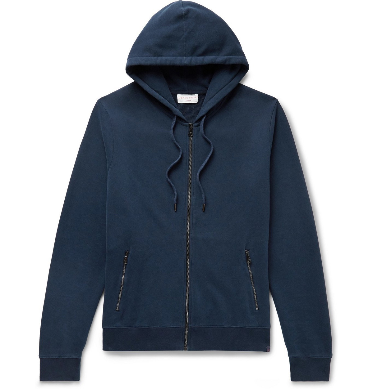 Derek Rose - Devon Brushed Loopback Cotton-Jersey Zip-Up Hoodie - Blue ...