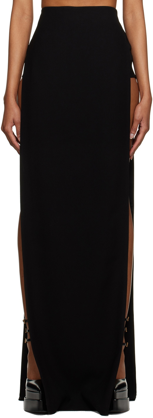 Mônot Black Vented Maxi Skirt Monot