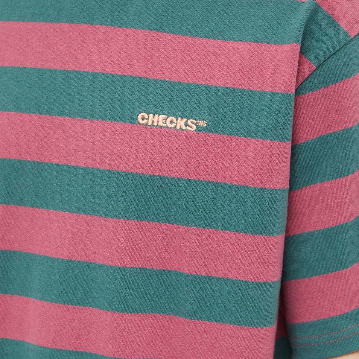 Checks Downtown Men's Striped T-Shirt in Rose/Teal Checks Downtown