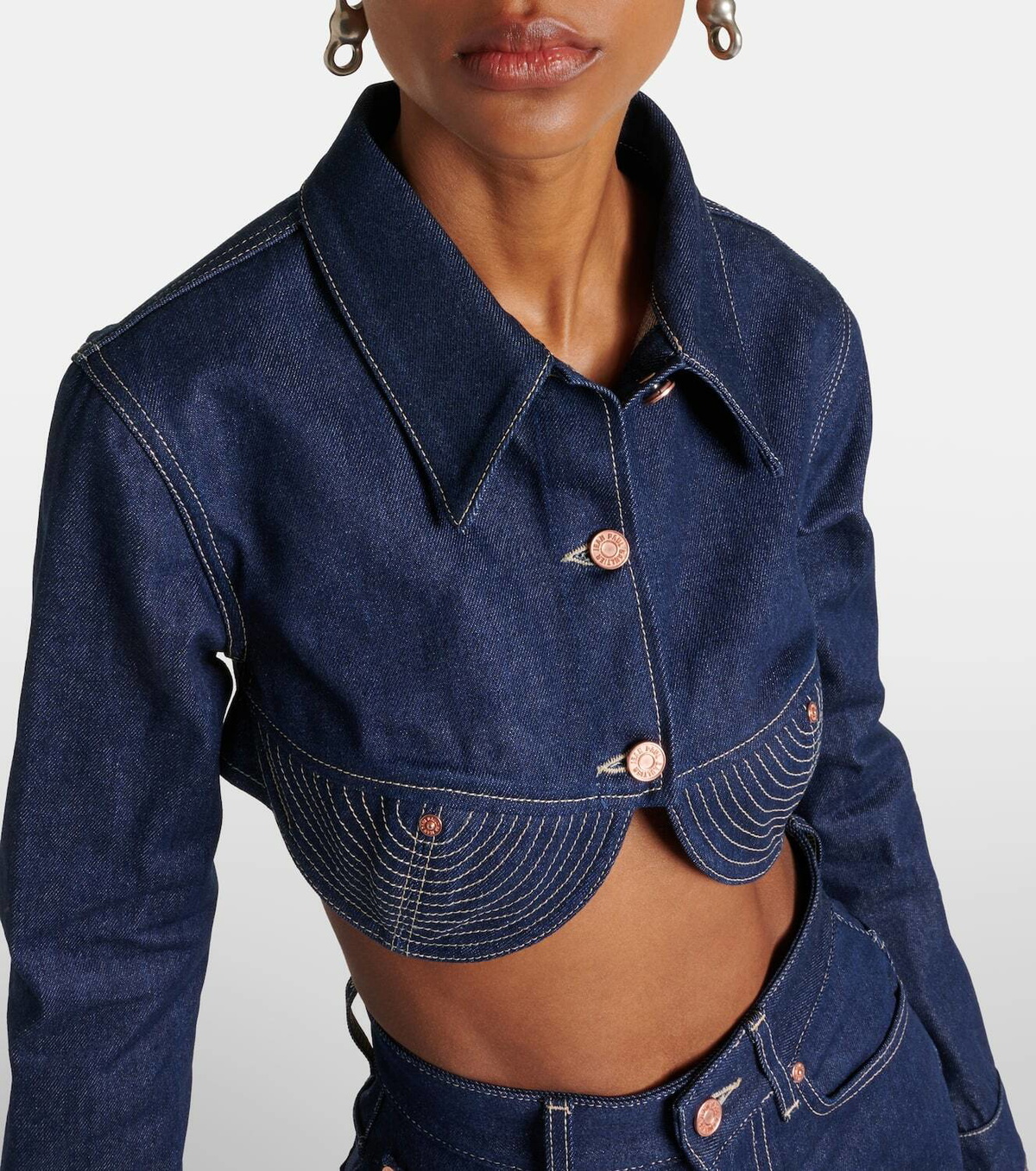 Jean Paul Gaultier Cropped denim bustier jacket Jean Paul Gaultier