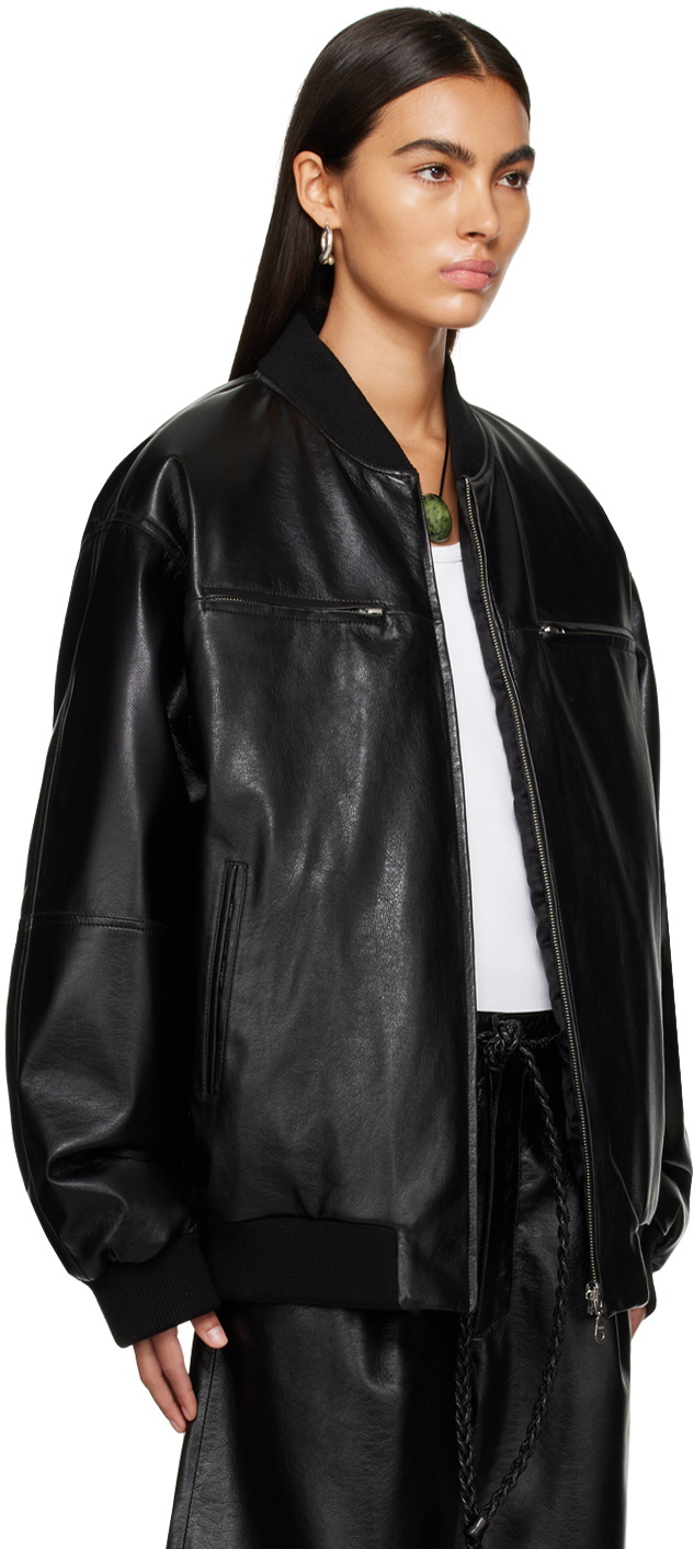 LU'U DAN Black Reversible Faux-Leather Bomber Jacket LU'U DAN