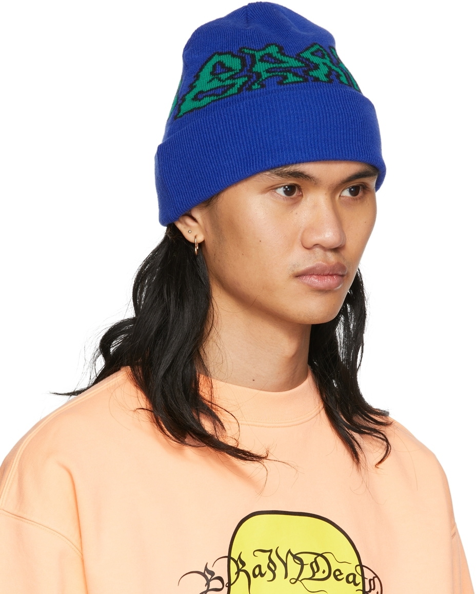 Brain Dead Blue Wool Prehistoric Logo Beanie Brain Dead