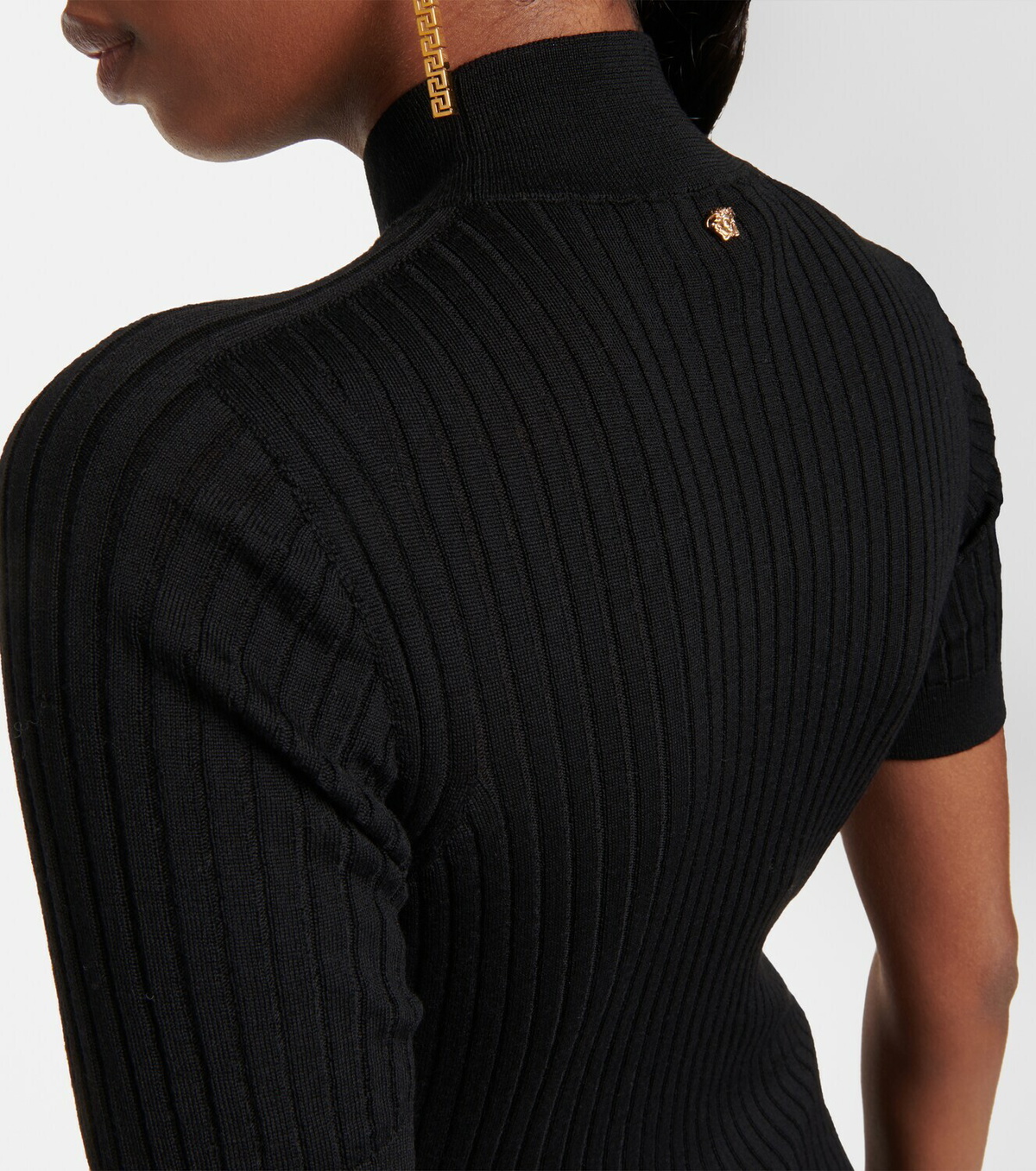 Versace La Medusa ribbed-knit wool top Versace