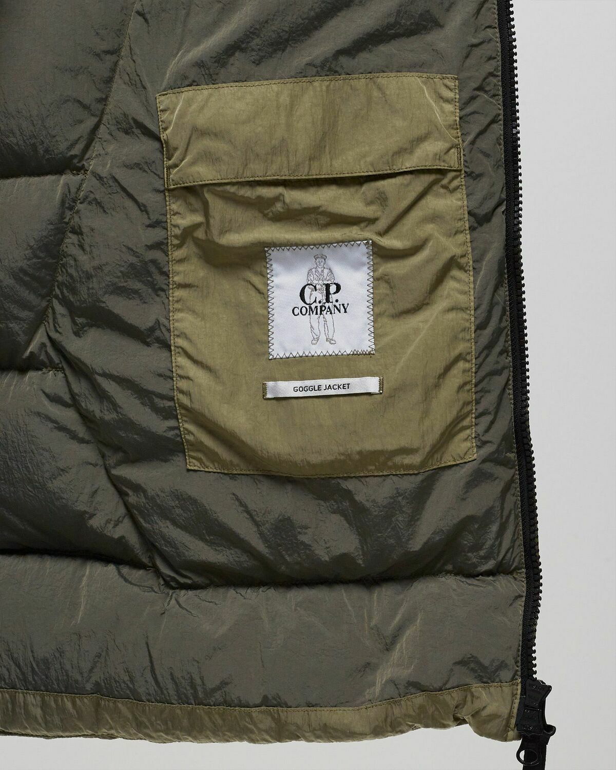 C.P. Company Eco Chrome R Hooded Down Goggle Jacket Green Down & Puffer ...