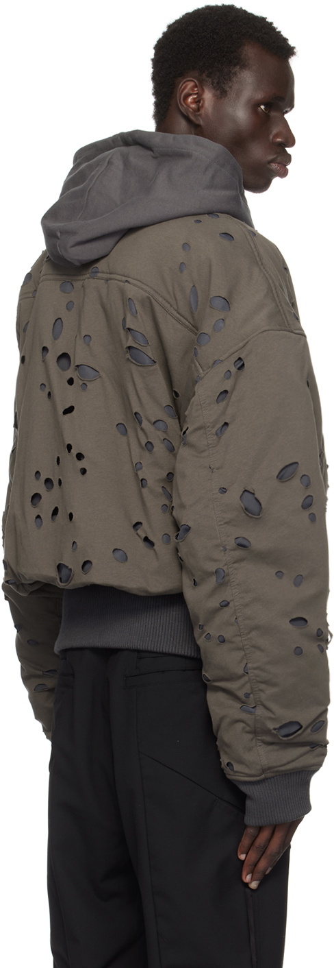 HELIOT EMIL Gray Pneumatic Bomber Jacket Heliot Emil HELIOT EMIL Gray Pneumatic Bomber Jacket Heliot Emil