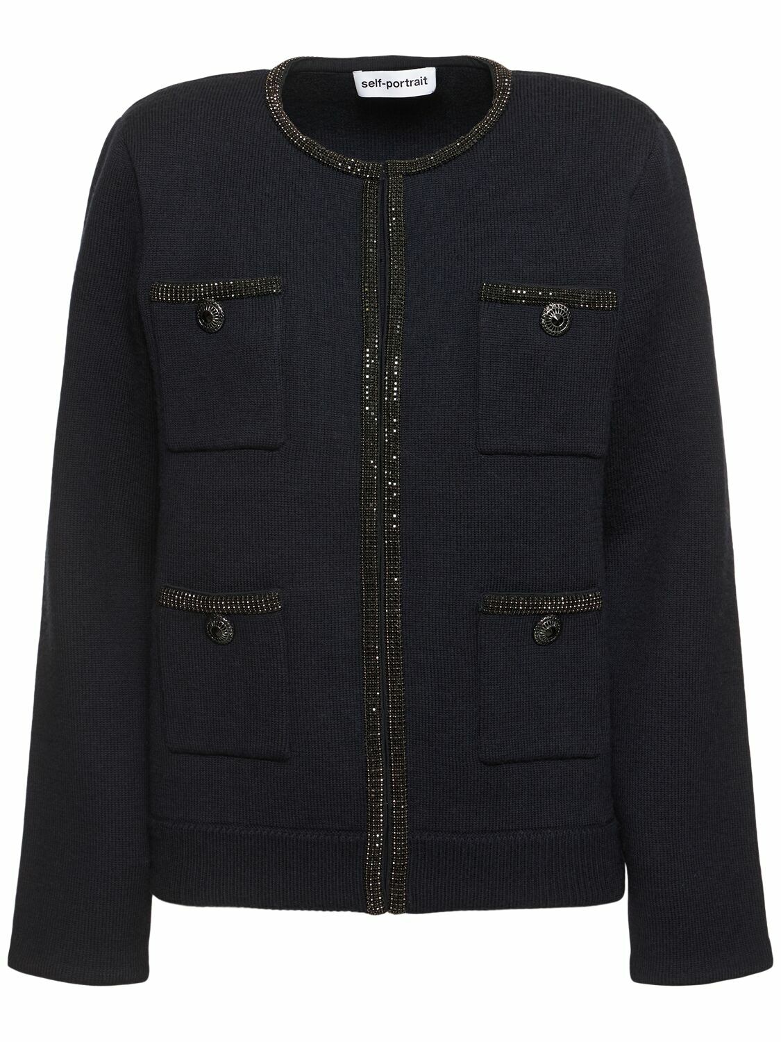 SELF-PORTRAIT Embellished Knit Cardigan Jacket Self-Portrait
