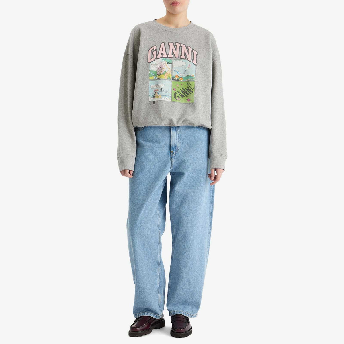 GANNI Women's Isoli BD Oversized Sweatshirt in Paloma Melange GANNI