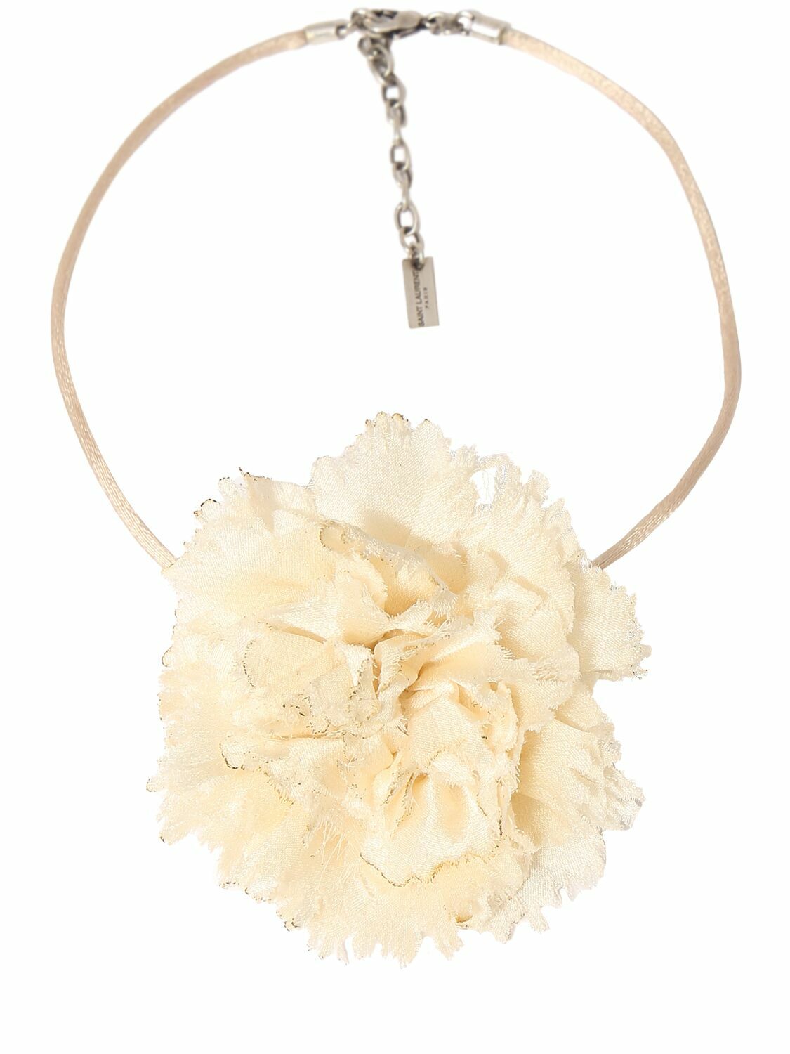 SAINT LAURENT - Small Silk Crumped Flower Necklace Saint Laurent