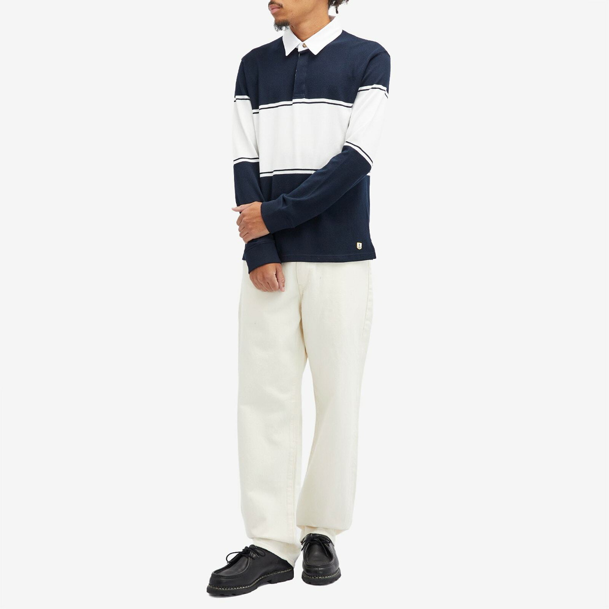 Armor-Lux Men's Wide Stripe Rugby Shirt in Rich Navy/Milk Armor Lux