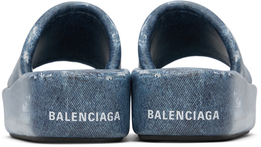 Balenciaga Blue Rise Slides Balenciaga