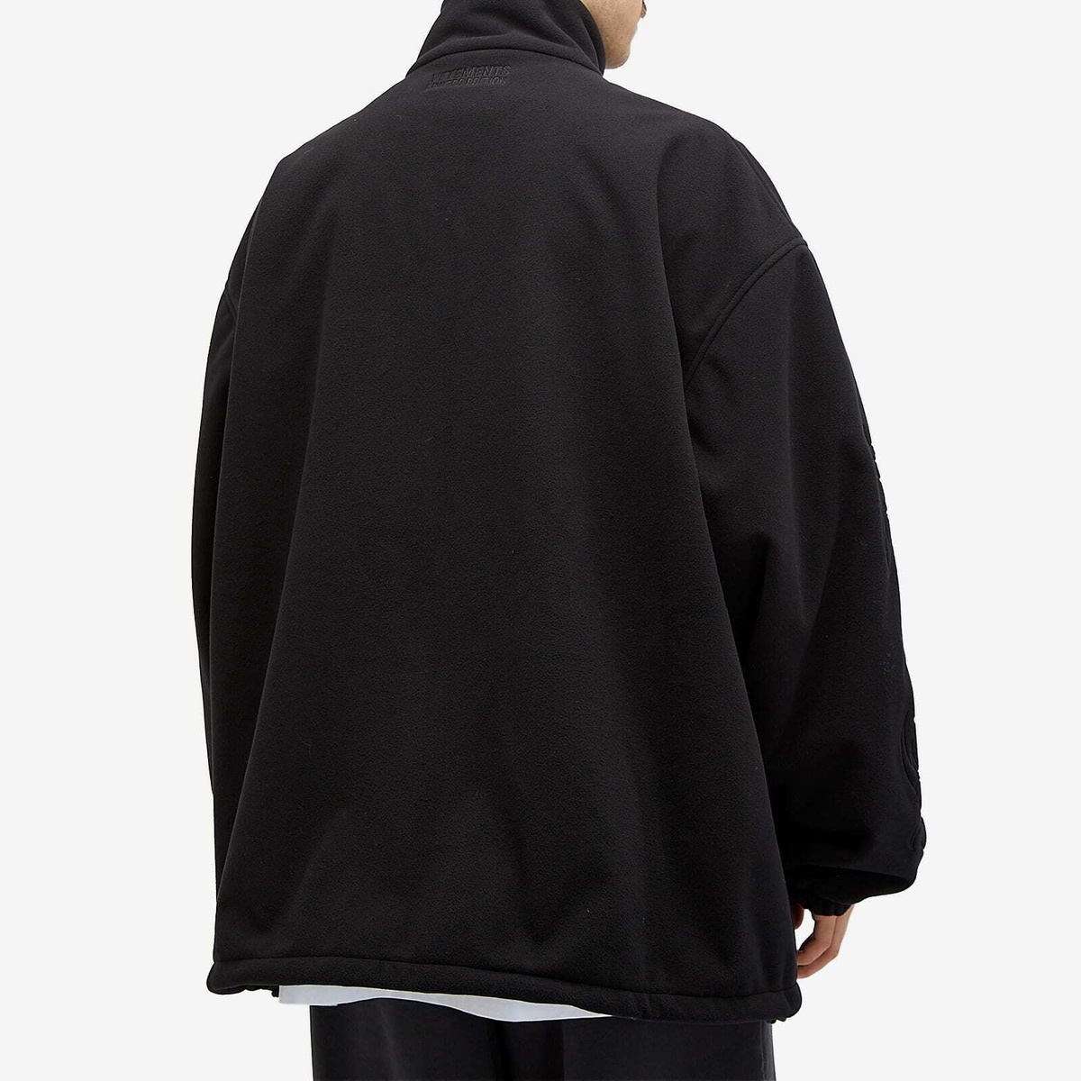 VETEMENTS Men's Embroidered Metal Logo Fleece Jacket in Black Vetements