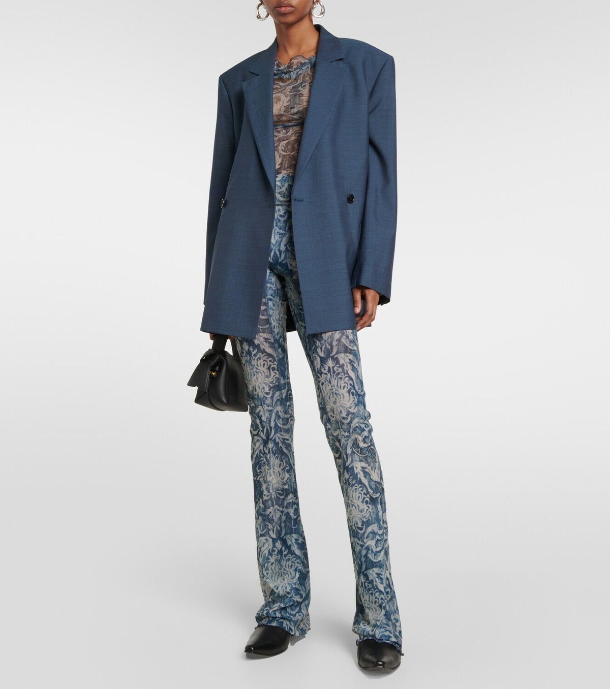 KNWLS - Clavicle printed mesh top KNWLS