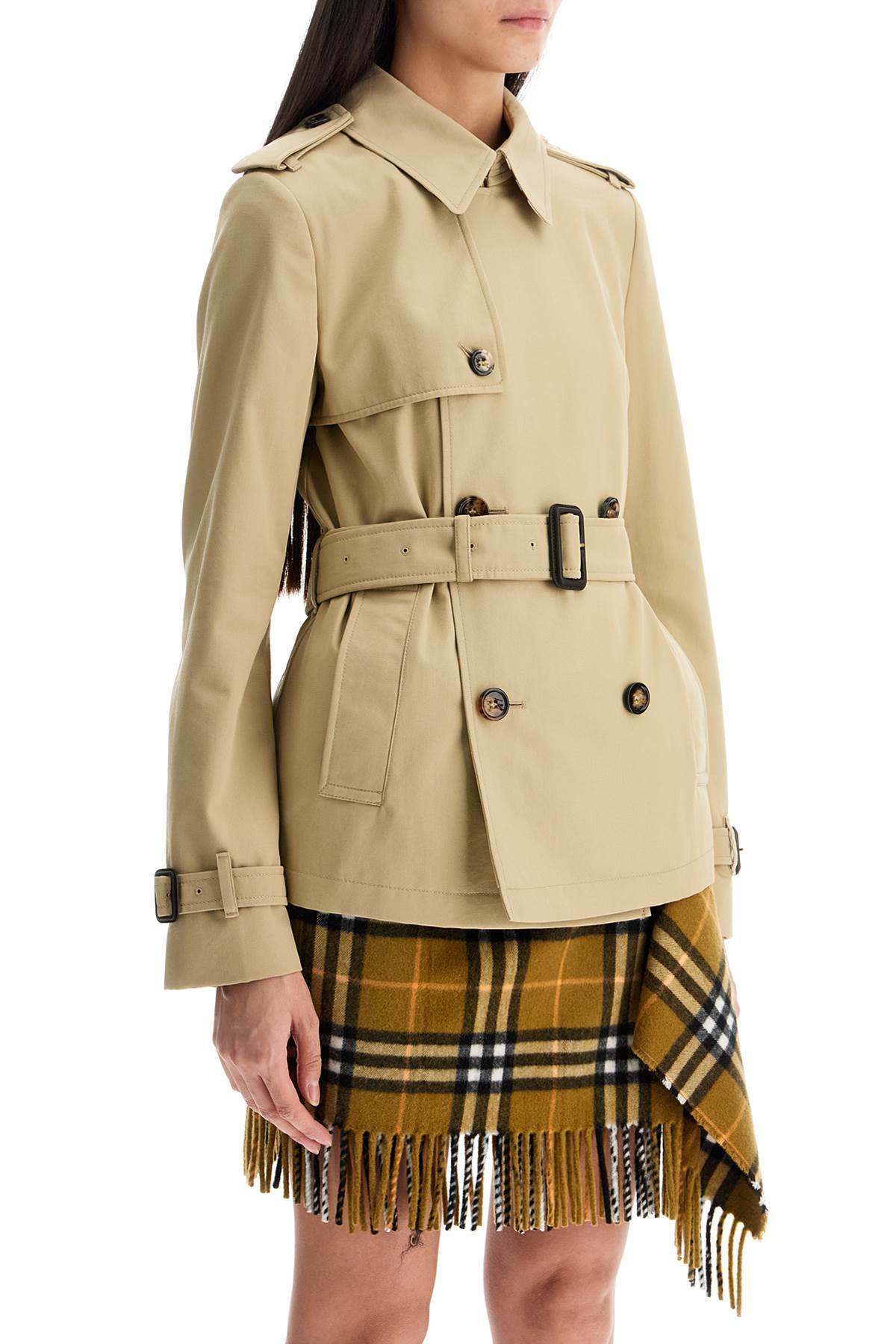 BURBERRY short trench coat with belt Beige Burberry