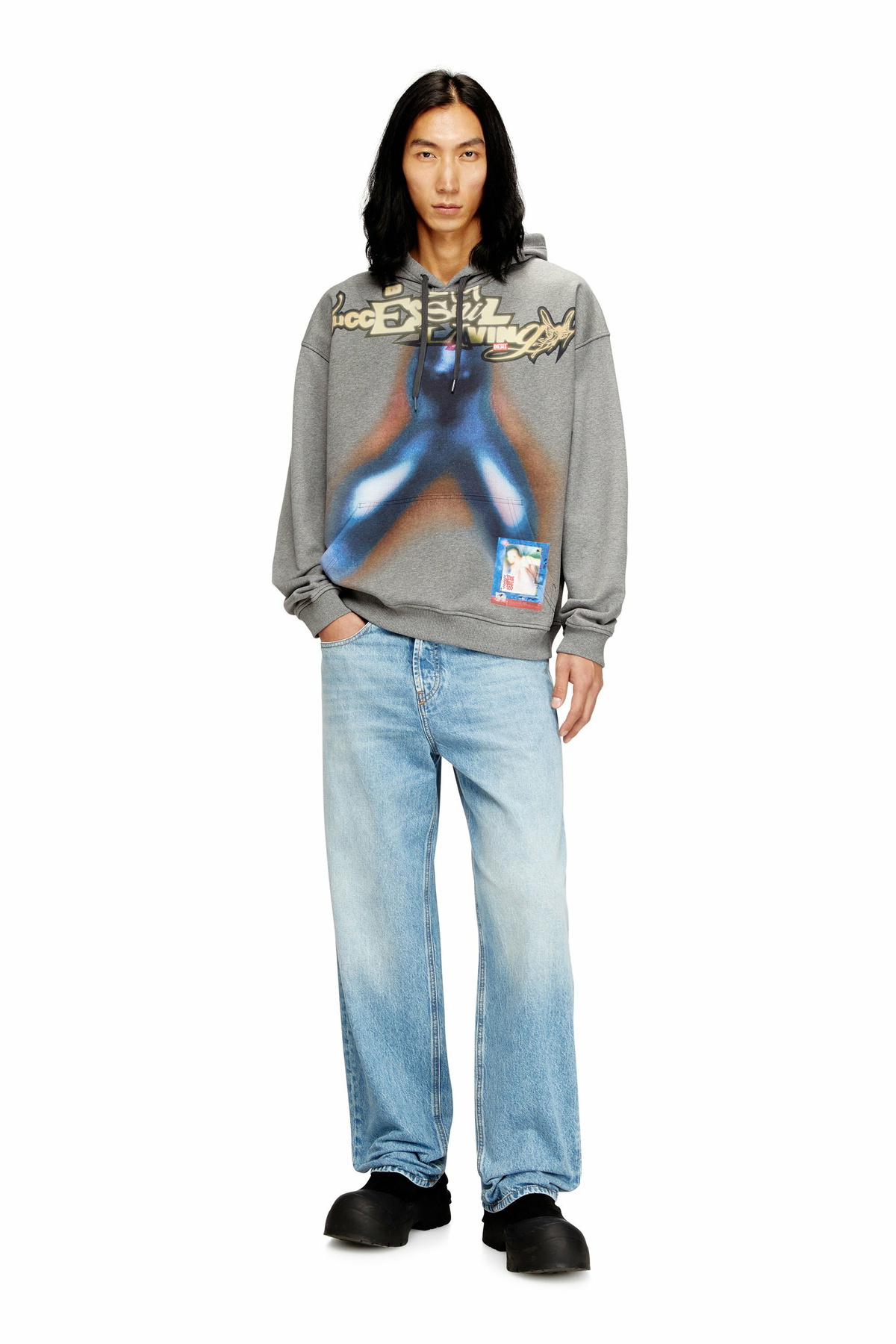 Diesel Cotton hoodie with digital print - Sweaters Mens in Multicolor ...