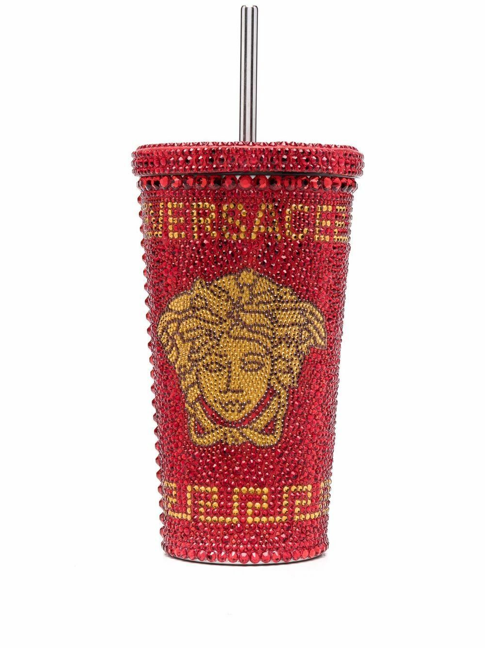 Versace Red Medusa Crystal Embellished Travel Cup Versace