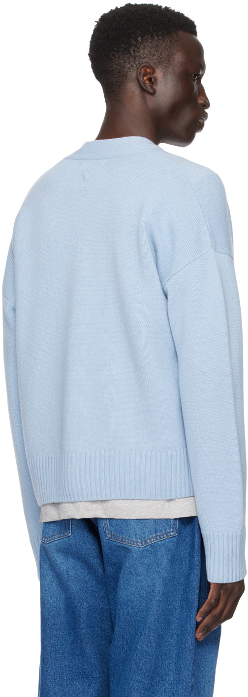 AMI Paris Blue Cropped Cardigan AMI