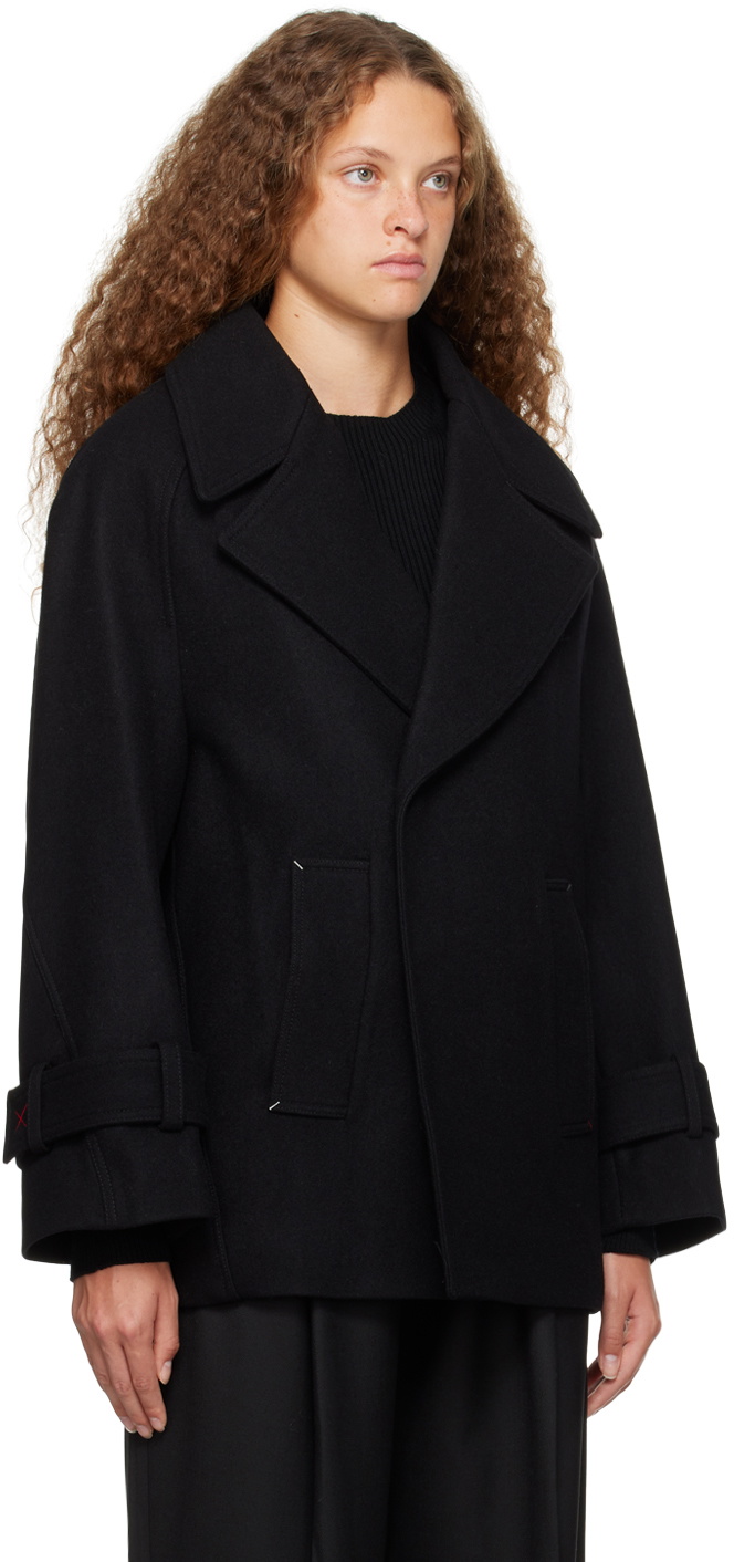 Victoria Beckham Black Oversized Peacoat Victoria Beckham