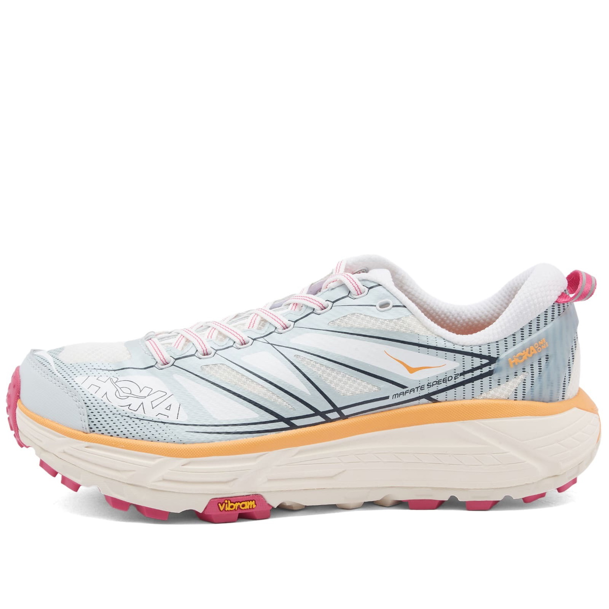 Hoka One One Men's Mafate Speed 2 Sneakers in White/Ice Flow Hoka One One