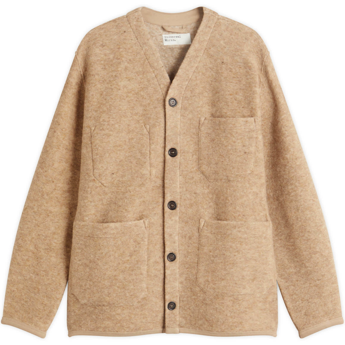 Universal Works Men's Wool Fleece Cardigan - Presented by END. in Stone ...