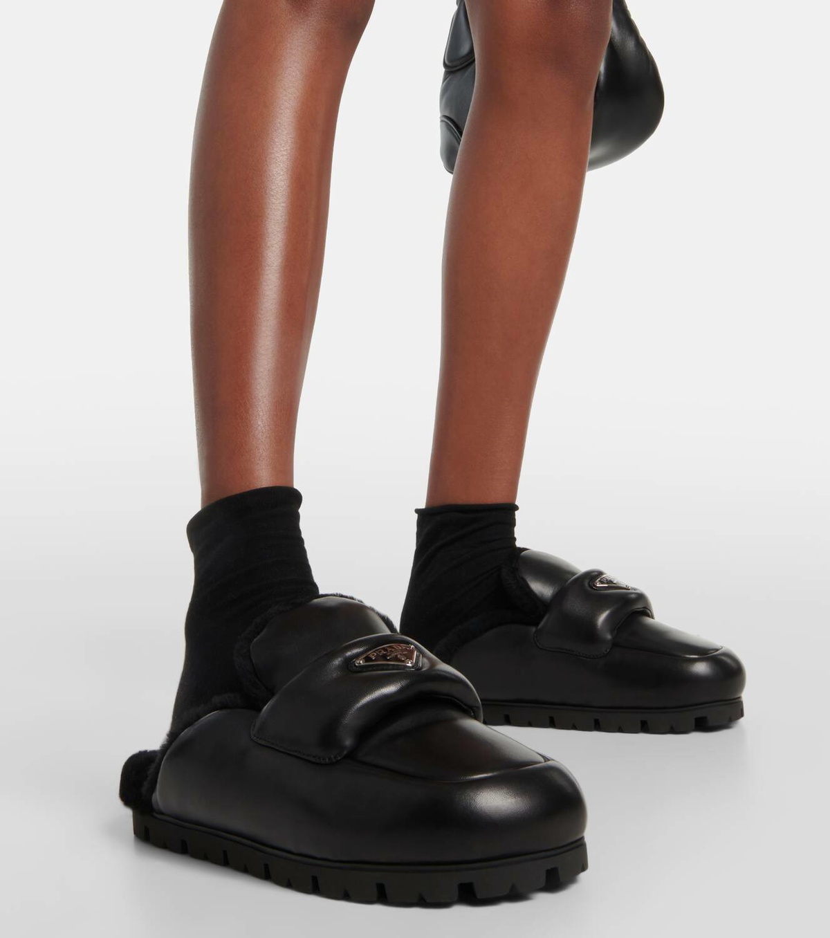 Prada Shearling-lined leather slides Prada