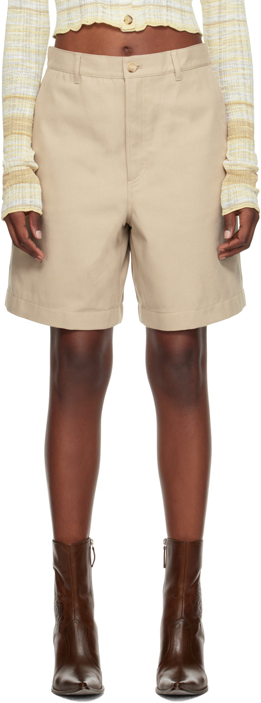 Acne Studios Beige Regular Fit Shorts Acne Studios