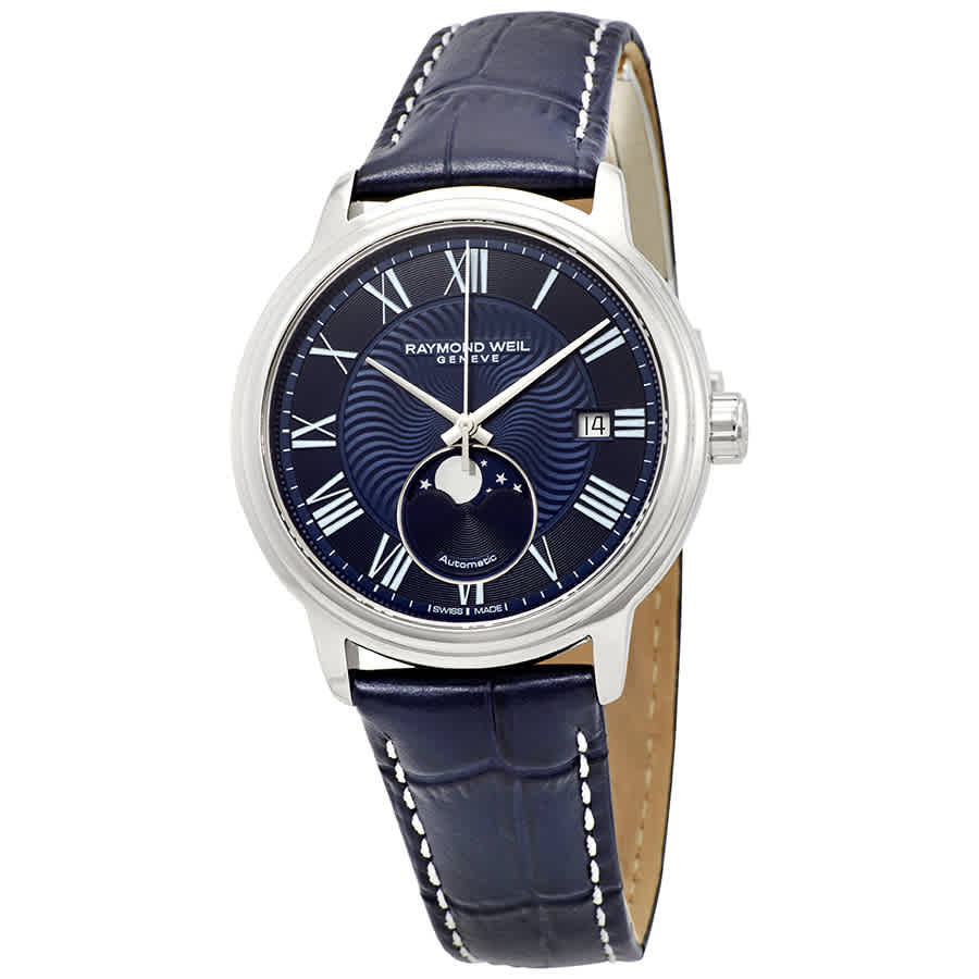 Raymond Weil Maestro Automatic Moonphase Blue Dial Mens Watch 2239-STC ...