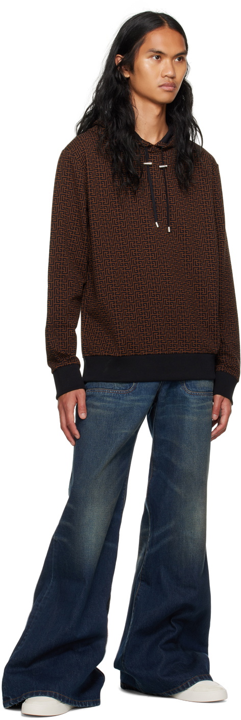 Balmain Brown Monogram Hoodie Balmain