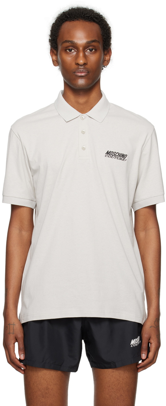Moschino Gray Embroidered Polo Moschino