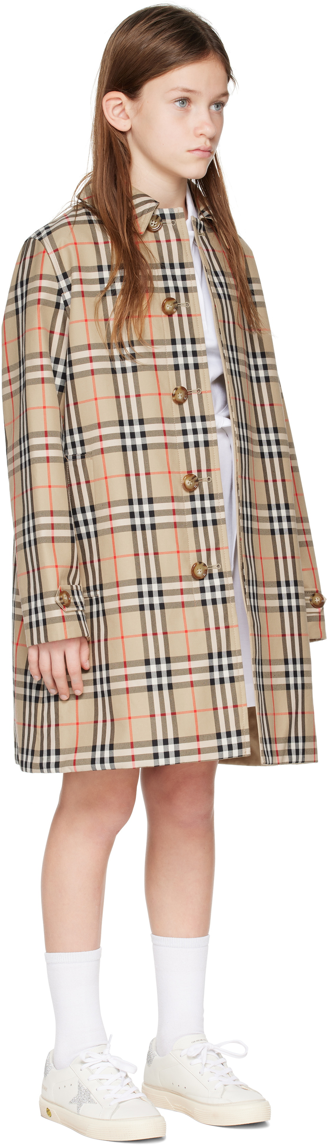 Burberry Kids Beige Check Reversible Trench Coat Burberry