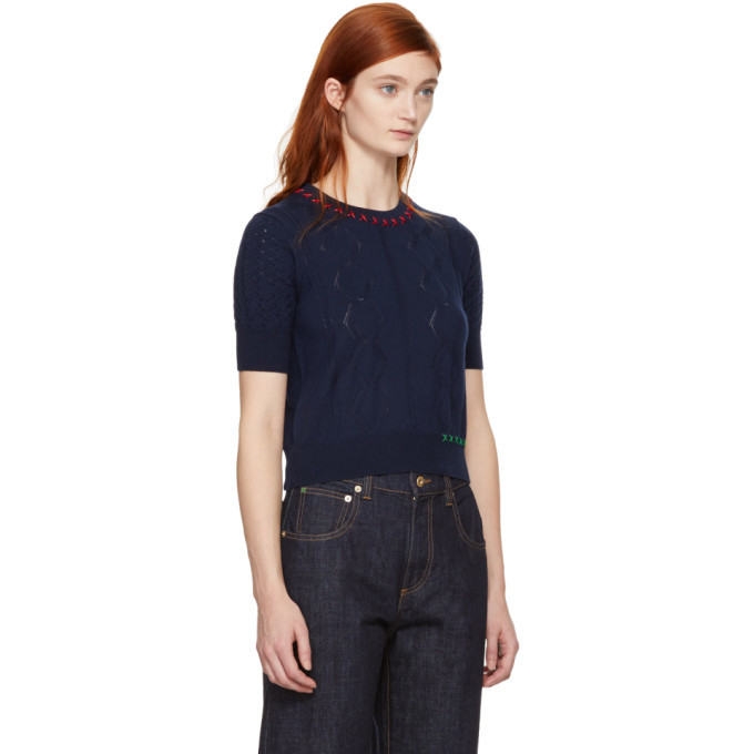 Carven Navy Embroidered Sweater Carven