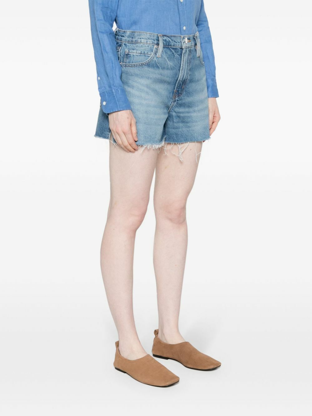 FRAME Blue High-Rise Denim Shorts Frame Denim