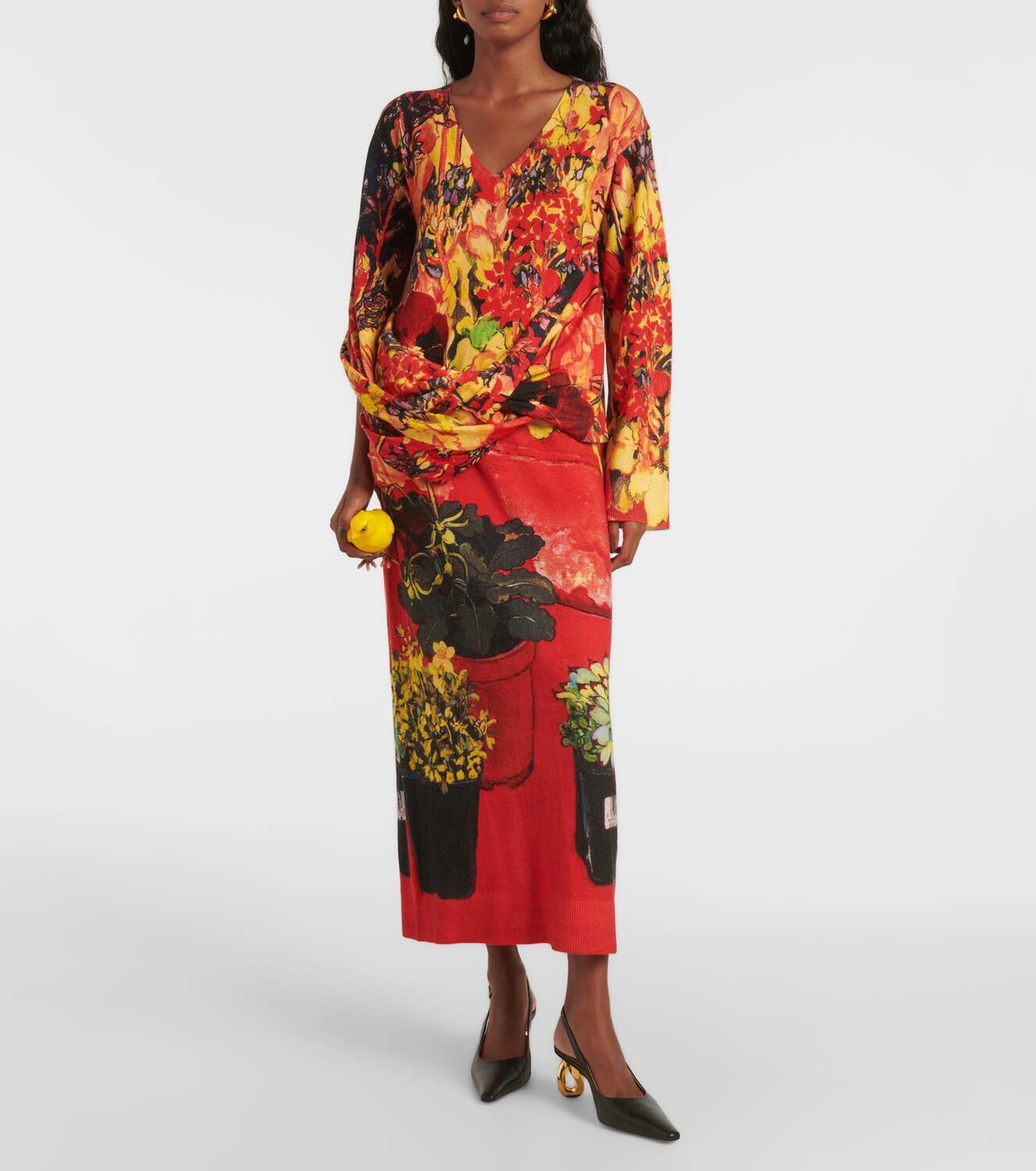 JW Anderson Asymmetric draped wool-blend maxi dress JW Anderson