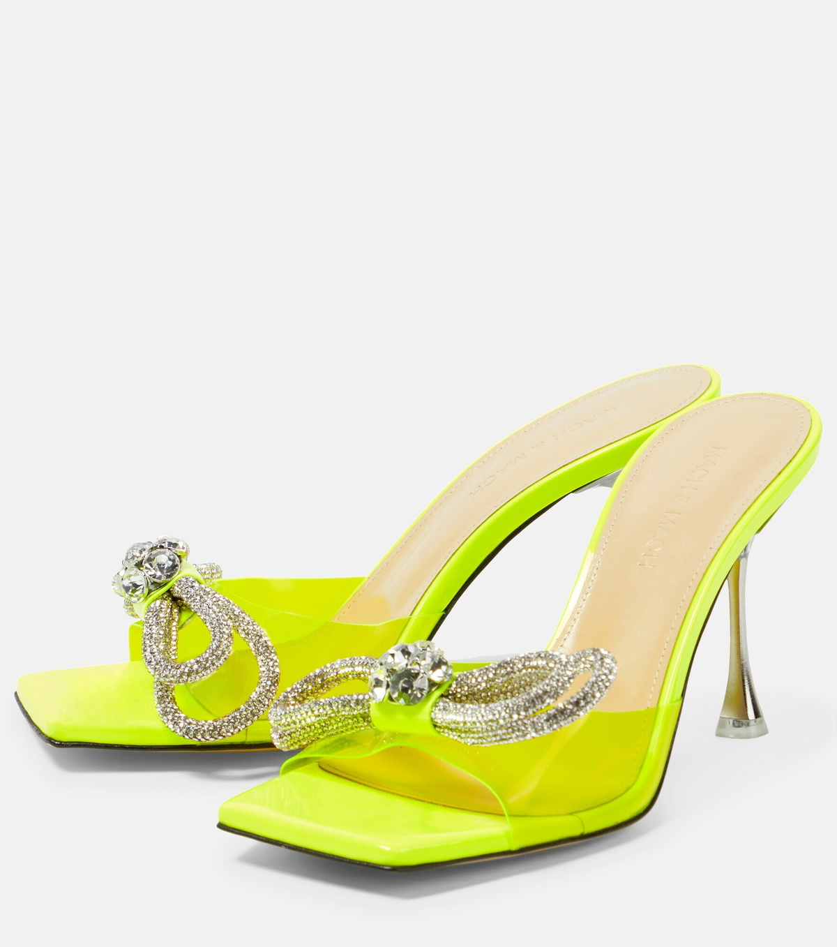 Mach & Mach - Double Bow embellished PVC mules MACH & MACH