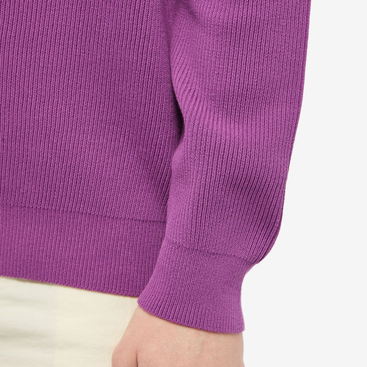 Auralee Men's Rib Crew Knit in Purple Auralee
