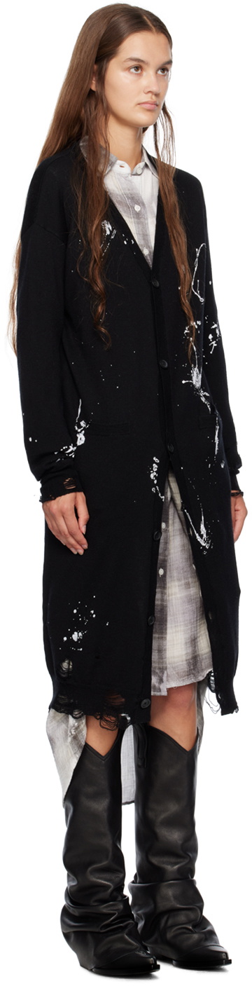 R13 Black Distressed Long Cardigan R13