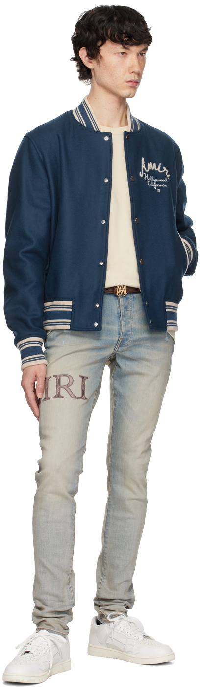 AMIRI Blue 'AMIRI' Snake Logo Skinny Jeans Amiri