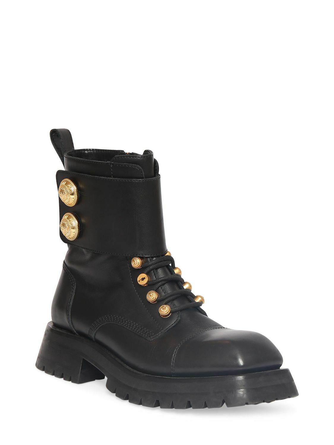 BALMAIN - 40mm Ranger Leather Combat Boots Balmain