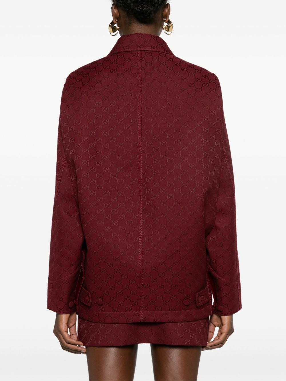 Gucci Red GG Jacquard Military Jacket Gucci