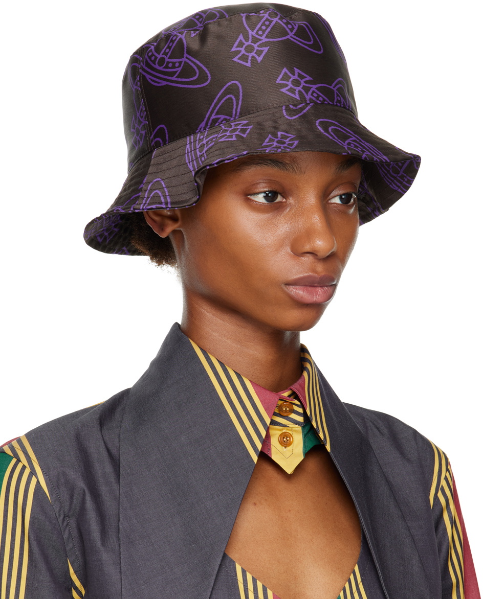 Vivienne Westwood Brown & Purple Orb Lining Bucket Hat Vivienne Westwood